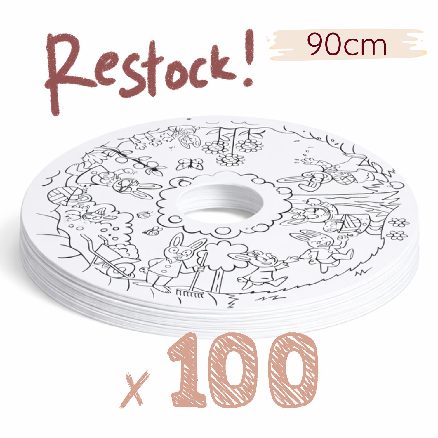 Pack of 100 sheets, 90 cm diameter | Professional children's refills